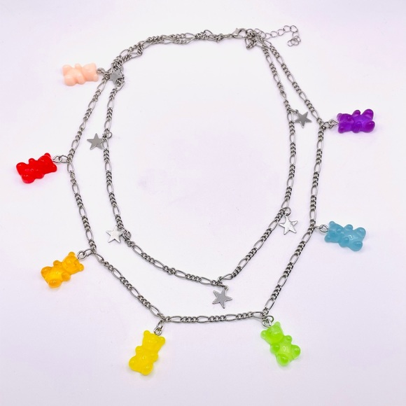 Jewelry | Double Layer Silver Gummy Bear Necklace | Poshmark